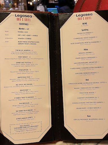 Legasea Bar & Grill Menu | Seafood, Prices, Hours at Moxy Times Square NY