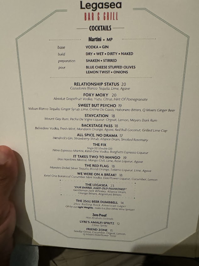 Legasea Bar & Grill Menu | Seafood, Prices, Hours at Moxy Times Square NY
